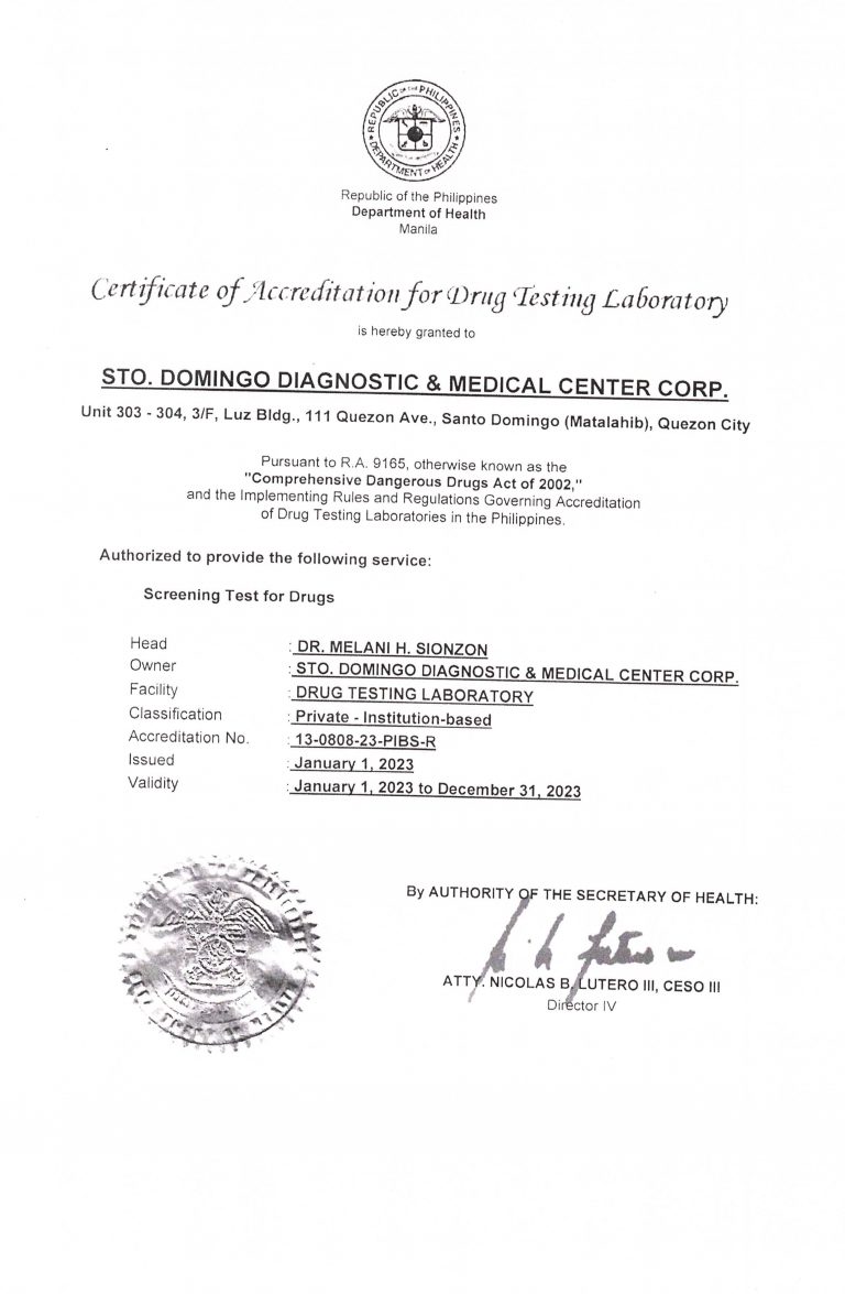 Accreditation – Sto. Domingo Diagnostic and Medical Center Corp.