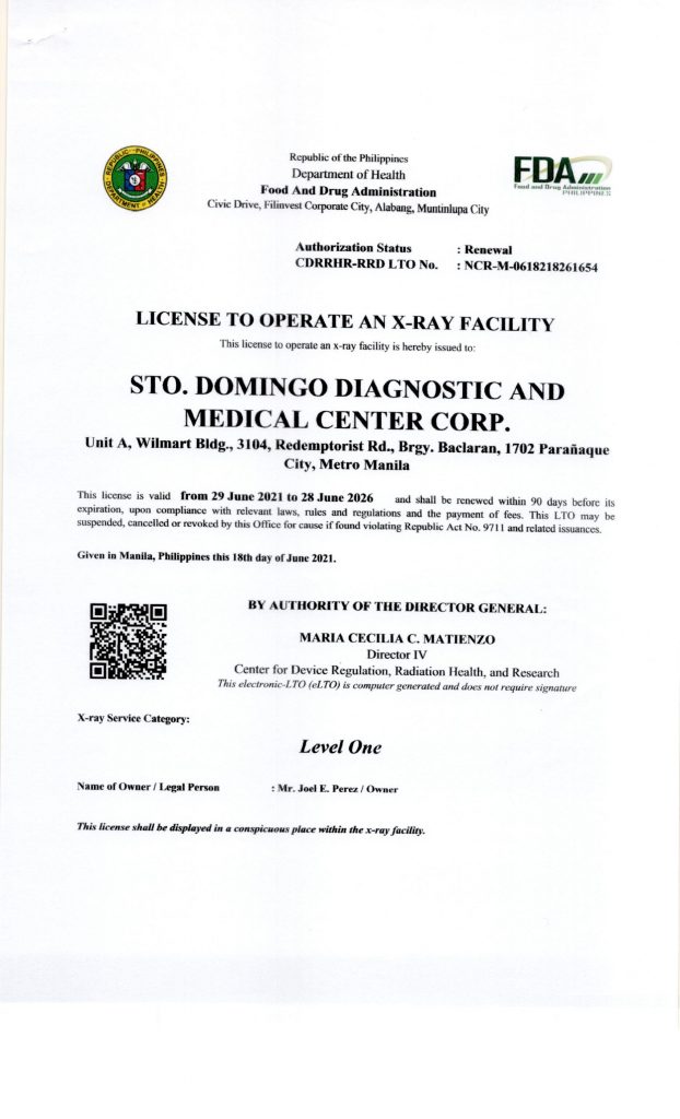 Accreditation – Sto. Domingo Diagnostic and Medical Center Corp.